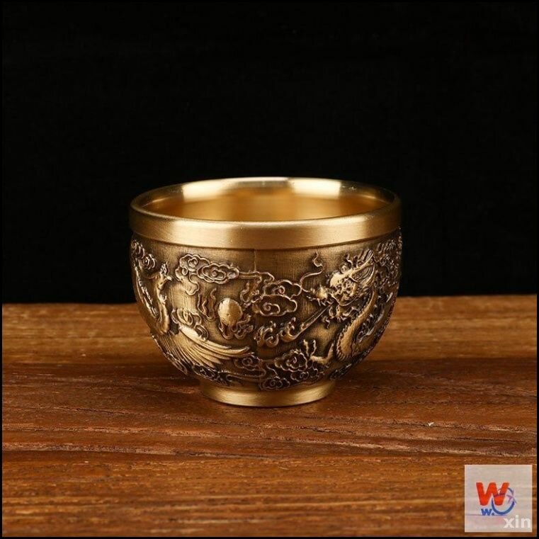 Эксклюзивная бронзовая чаша изобилия Дракон и Феникс 5 на 4.5 см