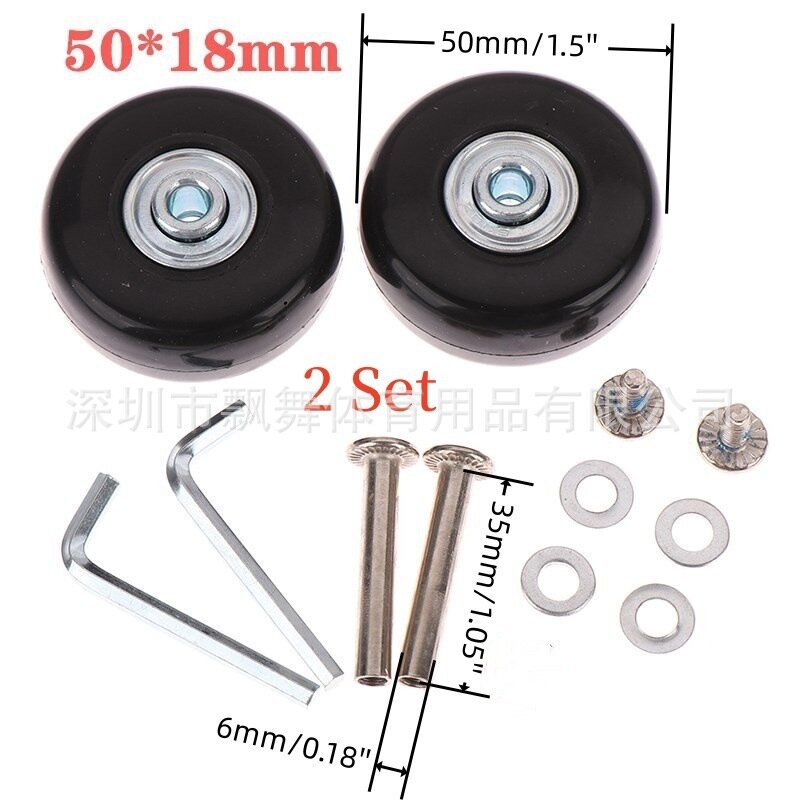 Полиуретановое колесо, бесшумный чехол, для тележки, дорожный багаж, универсальные аксессуары, 50x18 мм, 2 шт.