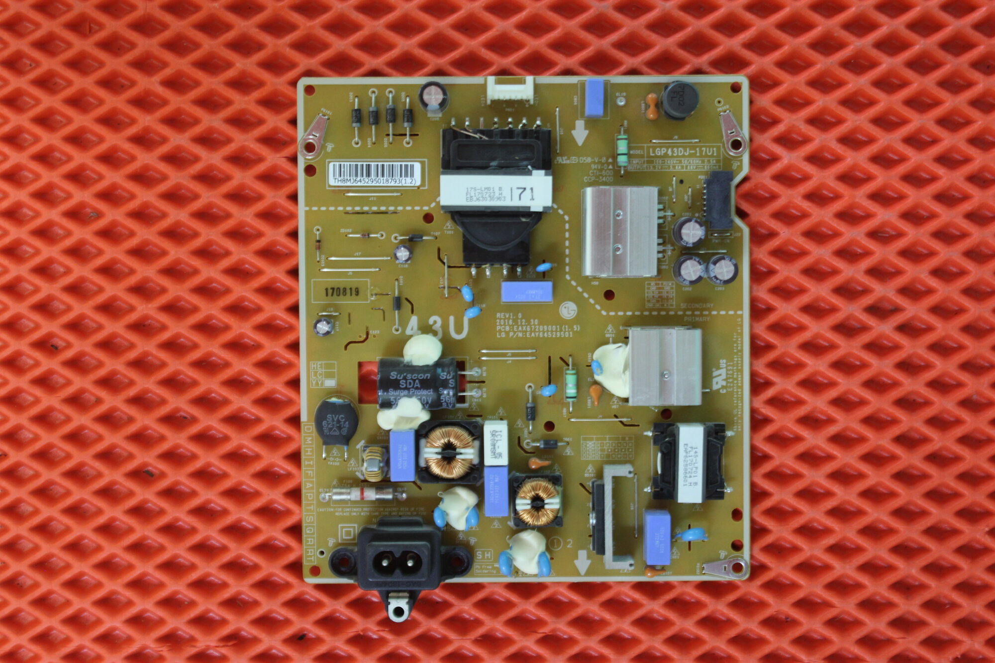 Блок питания (PSU) EAX67209001 (1.5) для телевизора LG 43UJ630V-MK55 в надёжной упаковке