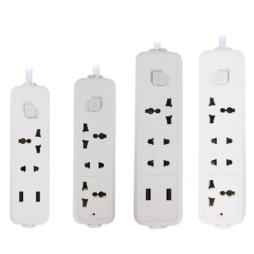 Удлинитель 3/4 с USB, белый, US/CN, 2.5м, 10А