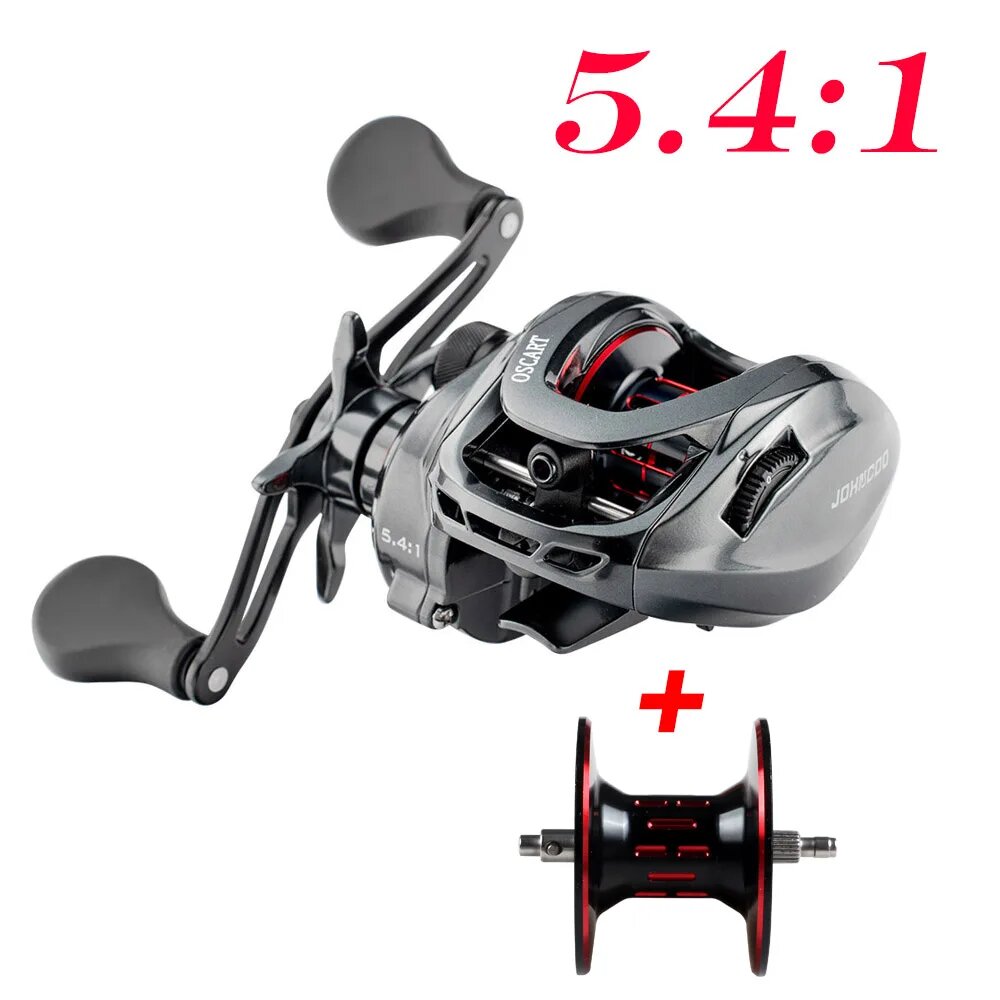 JOHNCOO Рыболовная катушка Baitcasting 7.1:1 5.4:1 Серый, Левая рука, 5.4 add deep spool