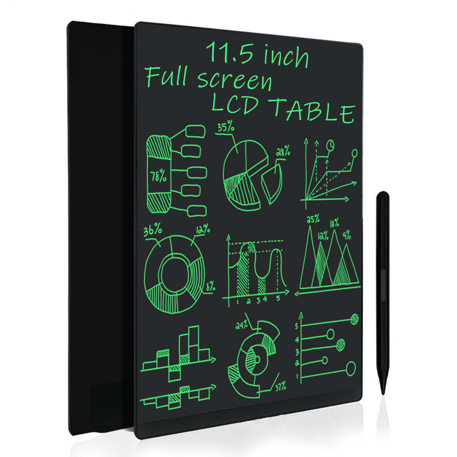 LCD Writing Tablet 11.5 Inch Monochrome Screen с 2 Stylus для детей и взрослых Black, Material: ABS, LCD, Color: Black/Pink/Blue, Type: Monochrome Screen/Color Screen, Writing Pressure: 300g, Battery: CR2016 Button Battery, Package Size: