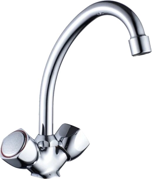 Смеситель для кухни Haiba HB4909 с поворотным изливом, хром, глянцевый, вентильный, латунный