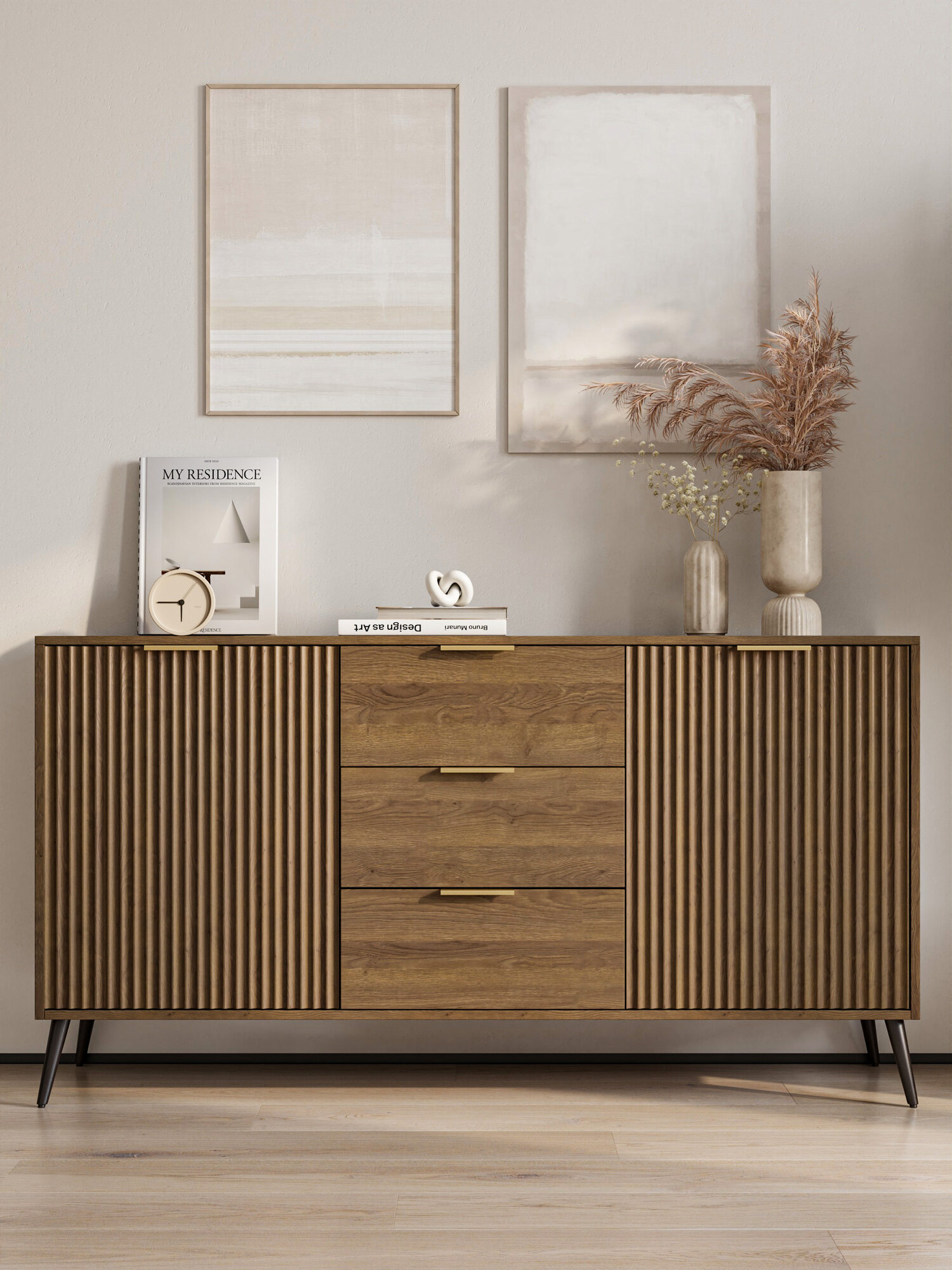 Комод для одежды с выдвижными ящиками BORDO Raenyra, 150х80х40 см, орех