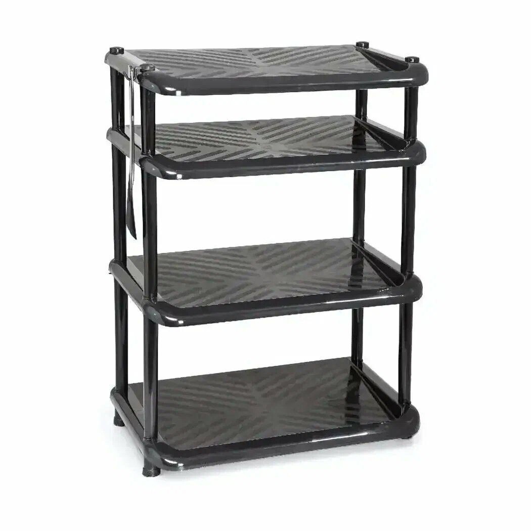 Этажерка для обуви «Комфорт» 4 полки, компактная и легкая, черный цвет