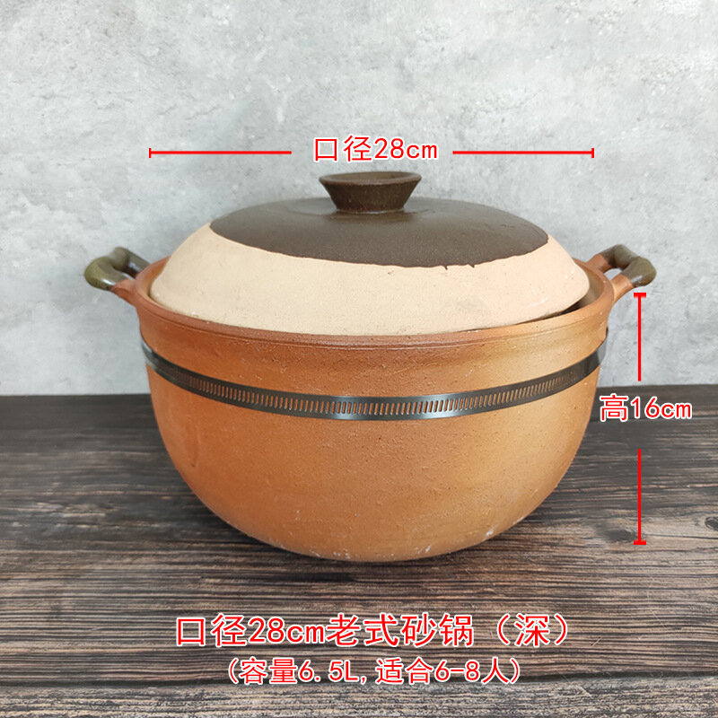 Традиционный старинный глубокий глиняный горшок для супа, глиняный горшок для газового открытого огня, горячий горшок, горшок для тушения, суповой горшок, чаочжоуский глиняный горшок, набор для каши