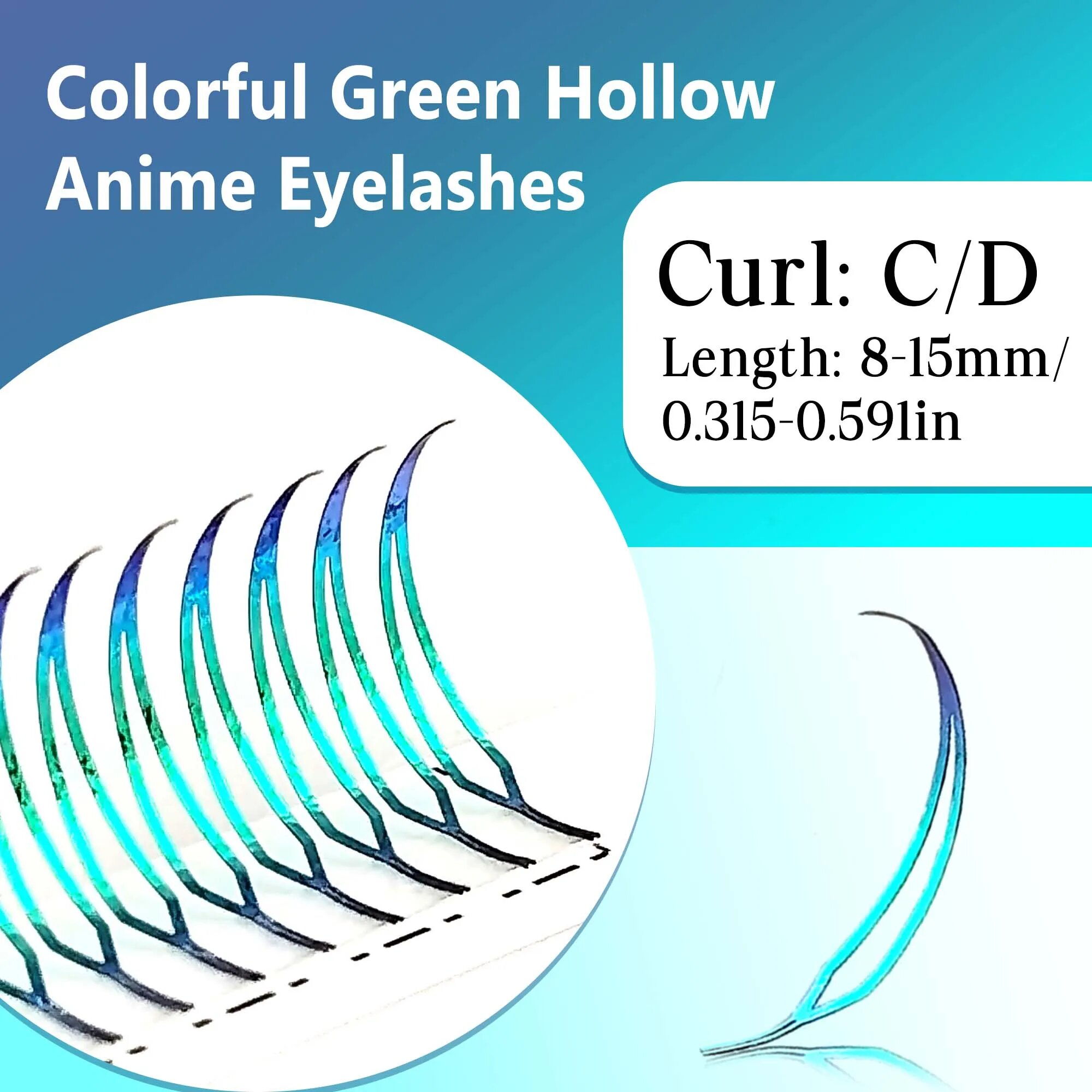 CoMango Гламурные комические стрелки для наращивания ресниц 0,07 мм C, Hollow Spire(Green)