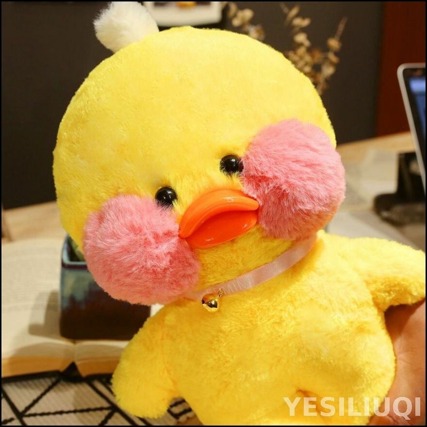 Мягкая игрушка уточка Лалафанфан MK Toy желтая / Утка Лала фанфан в очках в подарок ребенку/ Lalafanfan Duck Желтая