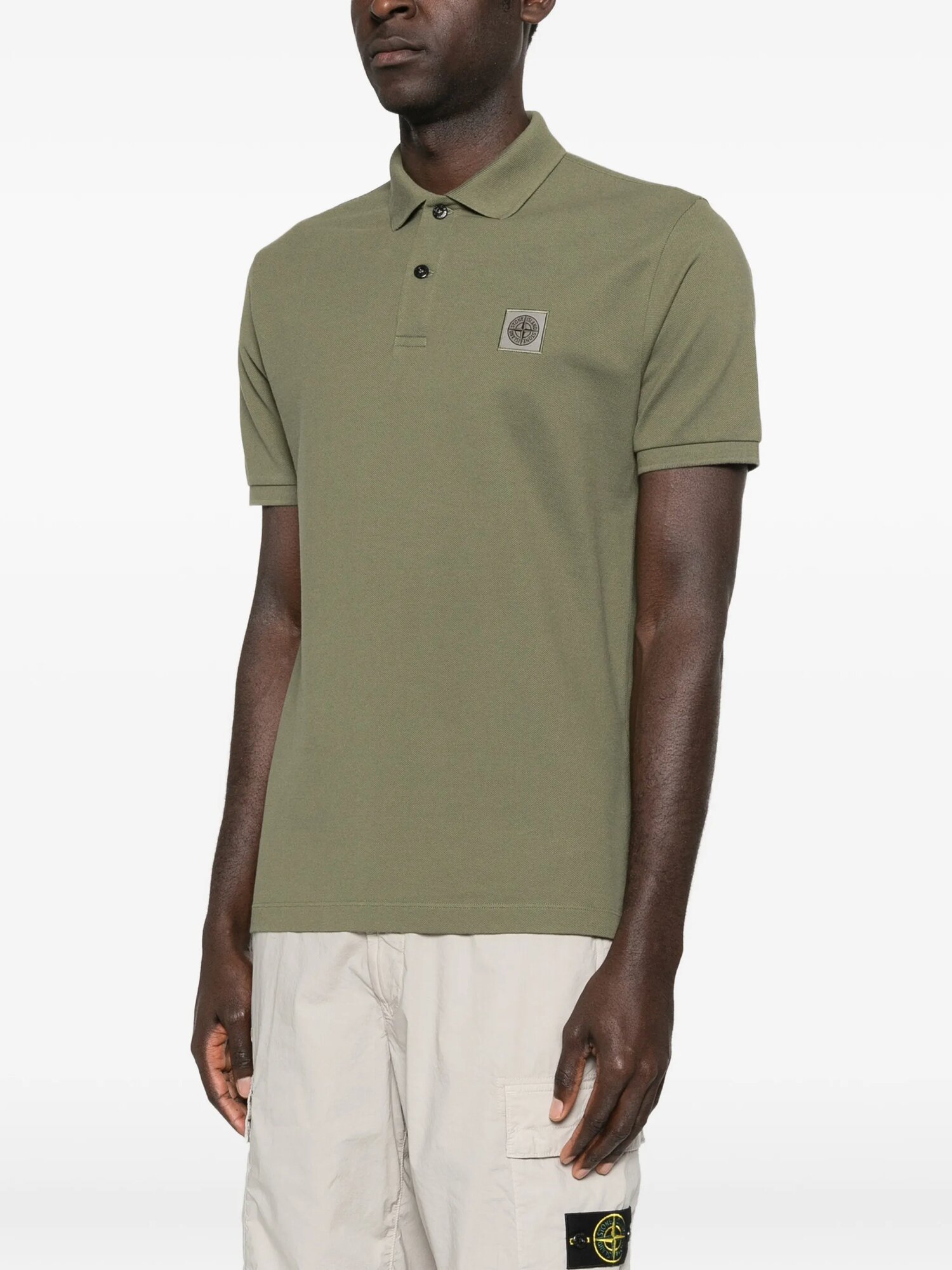 Рубашка Stone Island Button logo-patch polo shirt, размер XL, зеленый, — фото 1