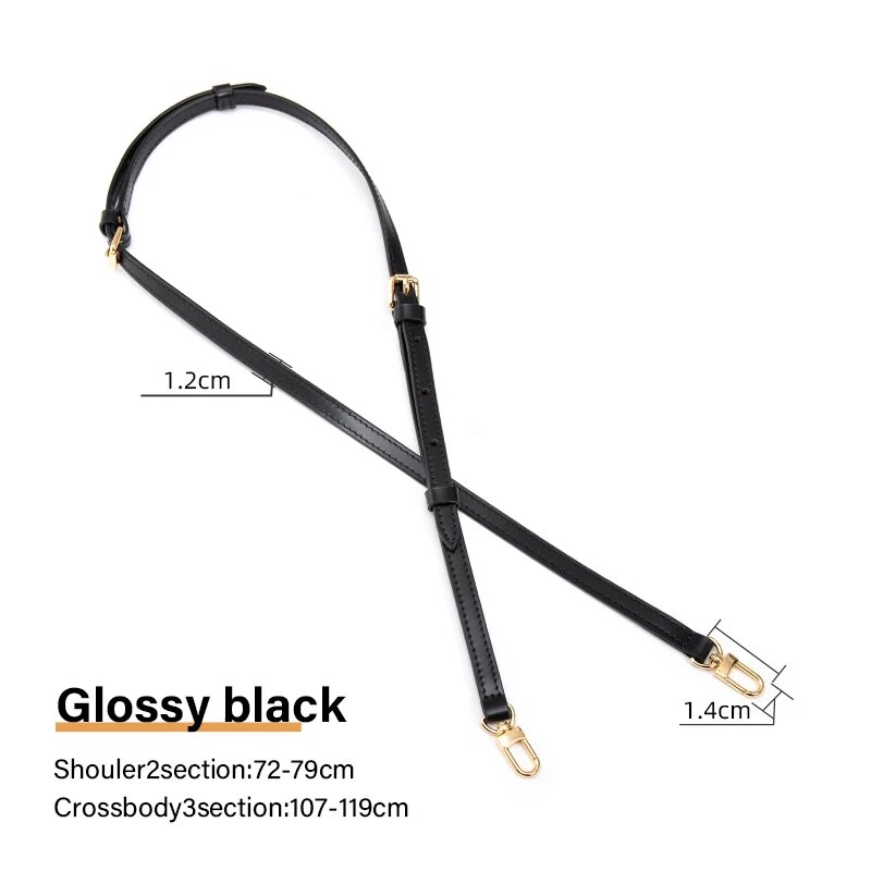 CRAZYSMITH Ремешок для сумки LV Speedy, ремни из 100% натуральной кожи, длинные сменные регулируемые ремни через плечо, аксессуары для сумок For LOUIS VUITTONV Glossy balck 1.2cm