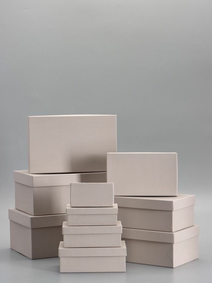 Набор подарочных коробок 10 в 1, серый, 30 19 12 - 12 6.5 4 см