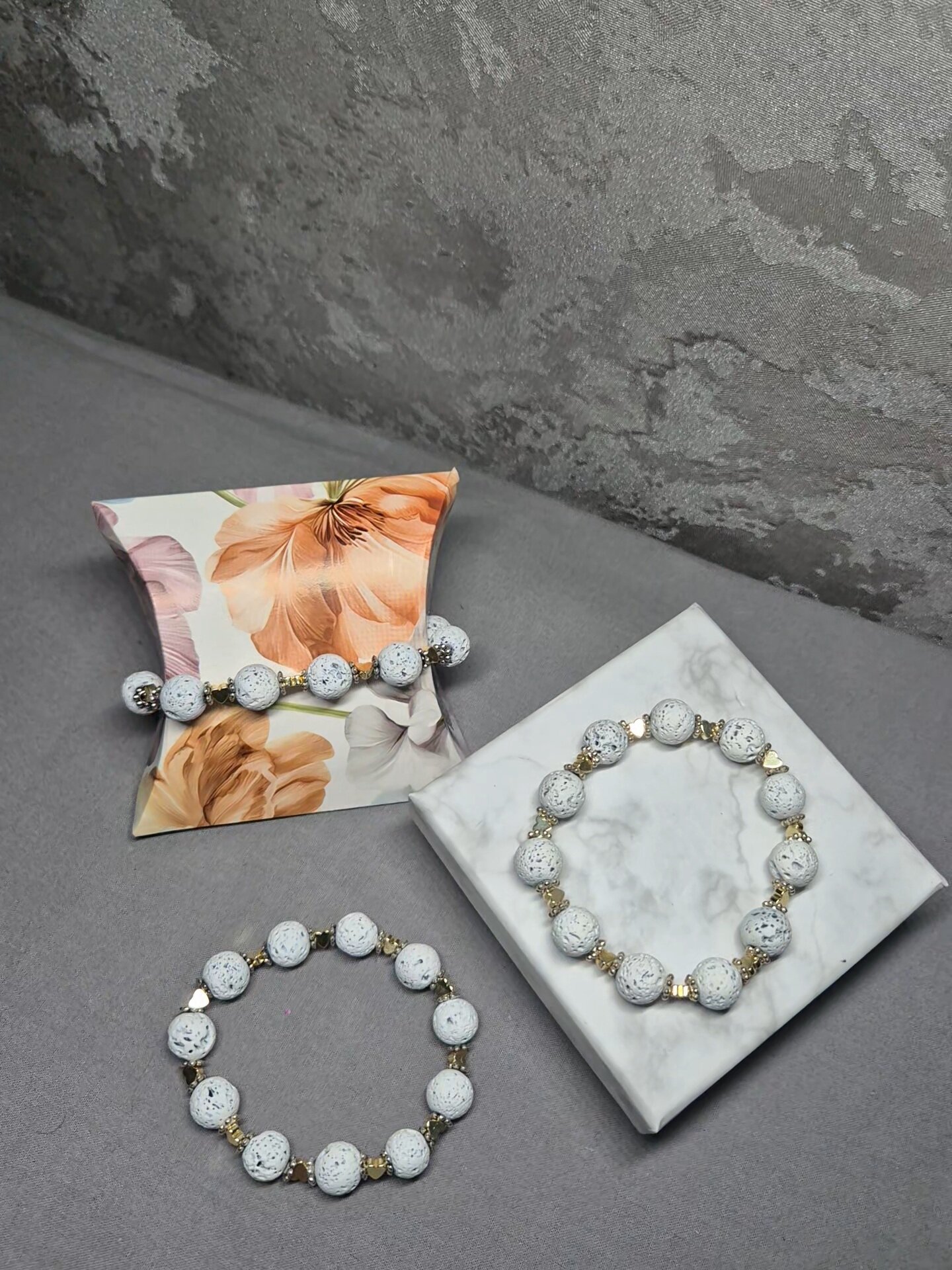 Плетеный браслет, вулканическая лава, гематит