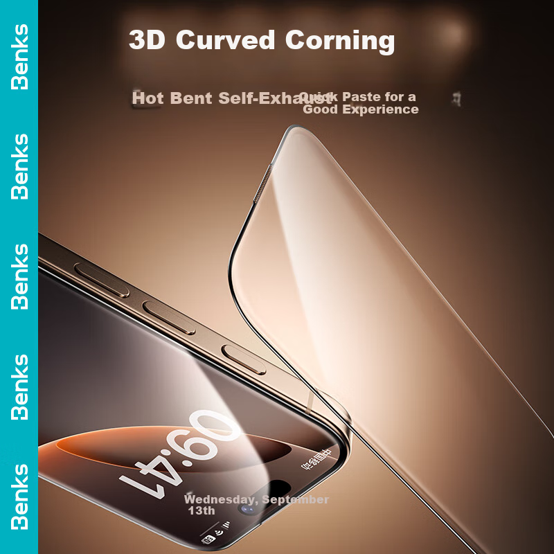 Benks Защитное стекло Corning для iPhone 16 Pro Max с антибликовым покрытием и 3D-технологией горячего изгиба