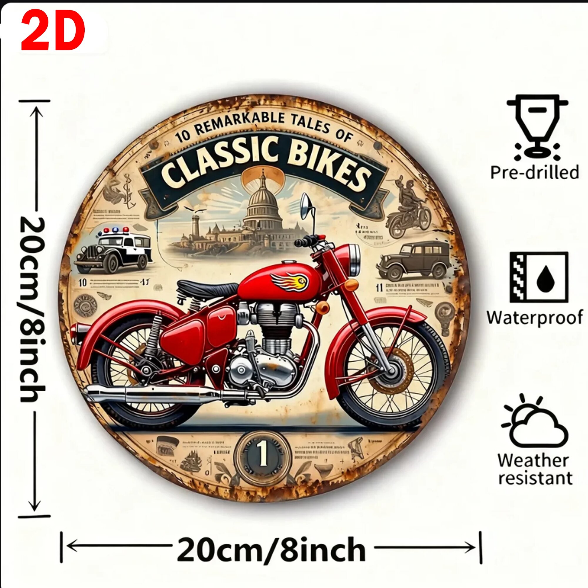 Металлическая табличка Classic Bikes, 20см, TYA3459-06