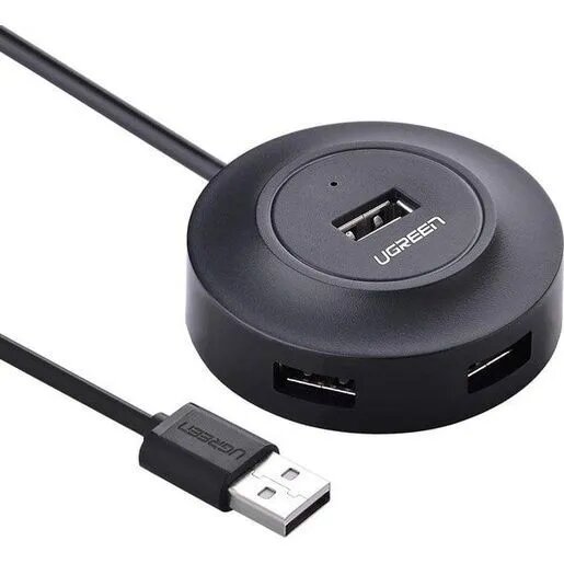 Хаб UGREEN CR106 (20277) USB 2.0 Hub 4 Ports. Длина 1 м. Цвет: черный