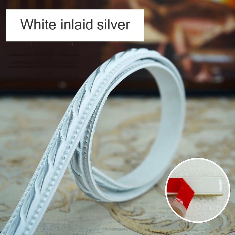 Полоски для декора стен ПВХ White and silver 5M