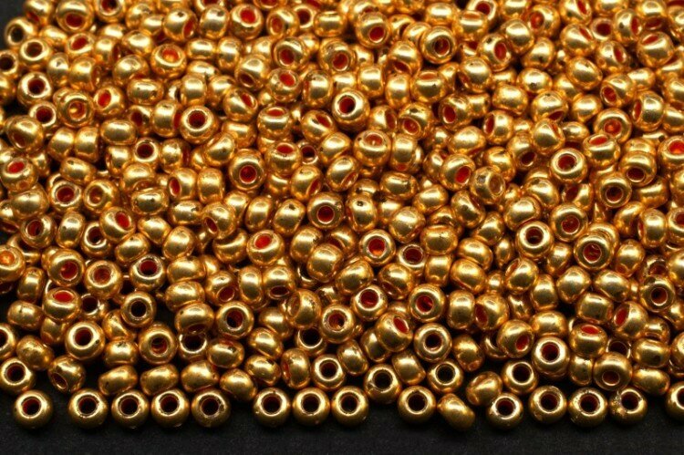 Бисер чешский PRECIOSA круглый 10/0 18583 золотой металлик, 20 грамм