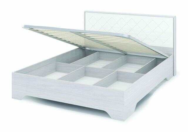 Кровать КР 025 с ортопед. основанием и подъемным механизмом «Сальма» 1,4 м (Дуб Анкор светлый/Белый глянец) СМ