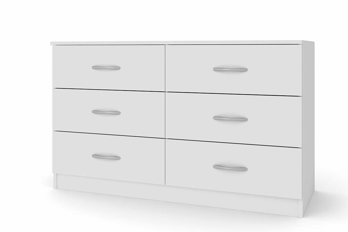 Комод К-08 125х48х75 белый гладкий, 6 ящиков