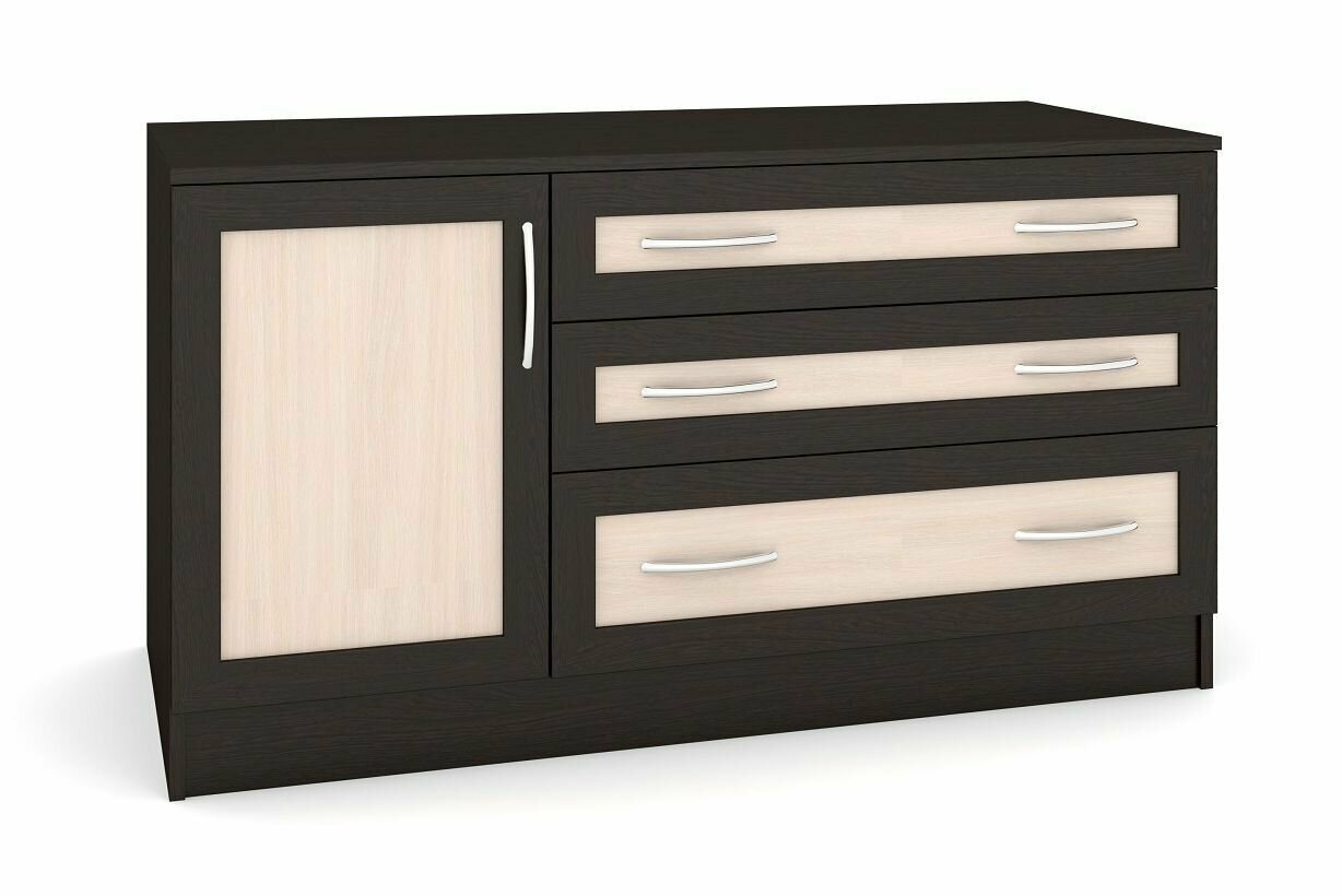 Комод Иван 1:3 120х50х64 венге цаво, дуб млечный, рамка квадро, дверца слева