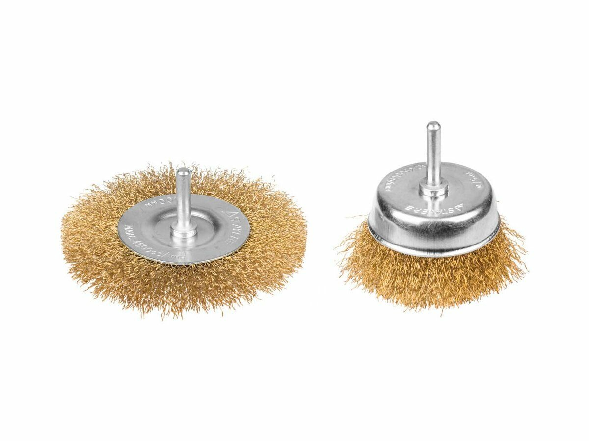 Набор щеток-крацовок для дрели витая стальная латунированная проволока Stayer PROFI 35150-H2_z01