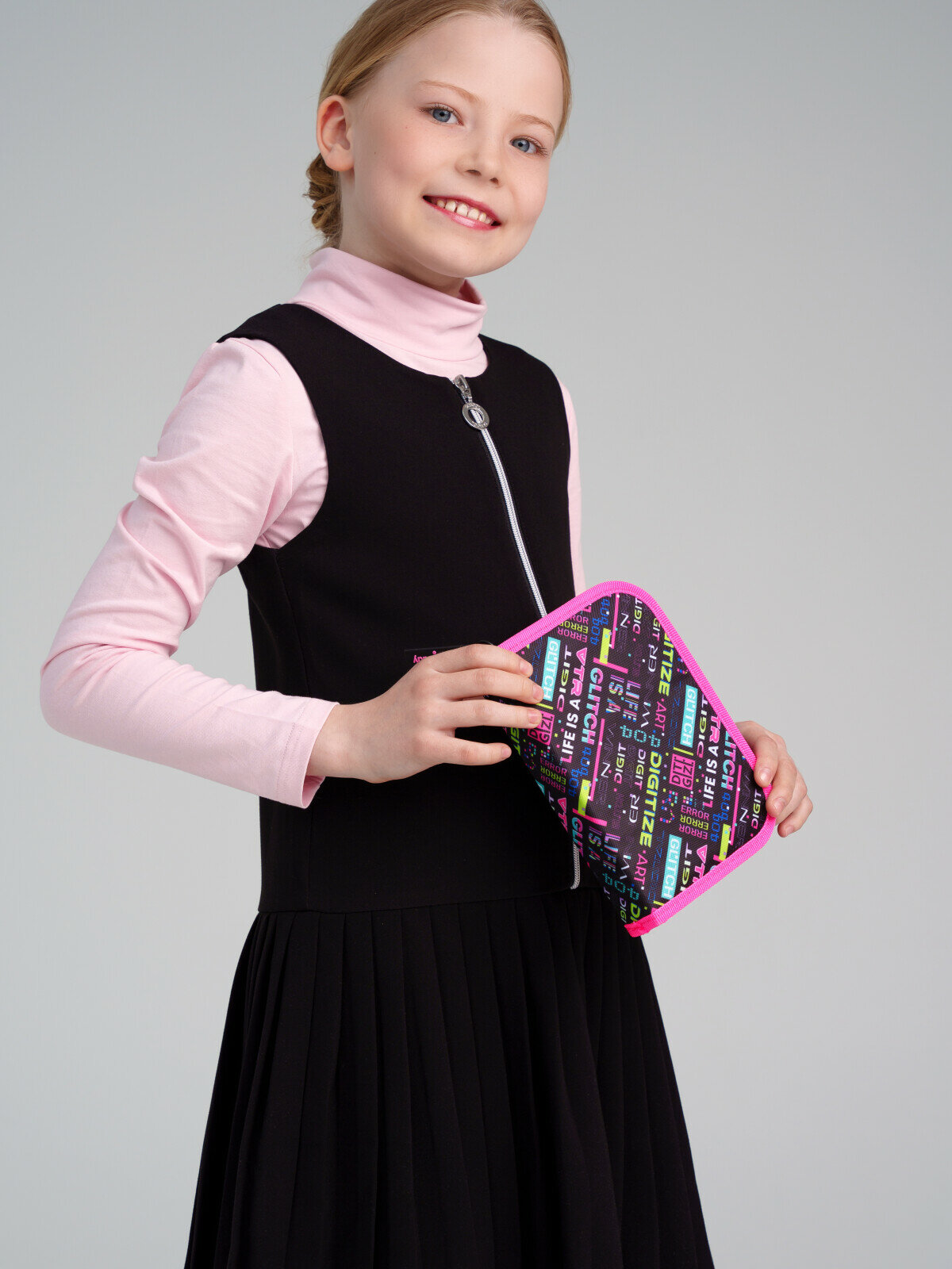 Пенал с наполнением для девочки PlayToday, размер 20,5*13,5*4 см, черный