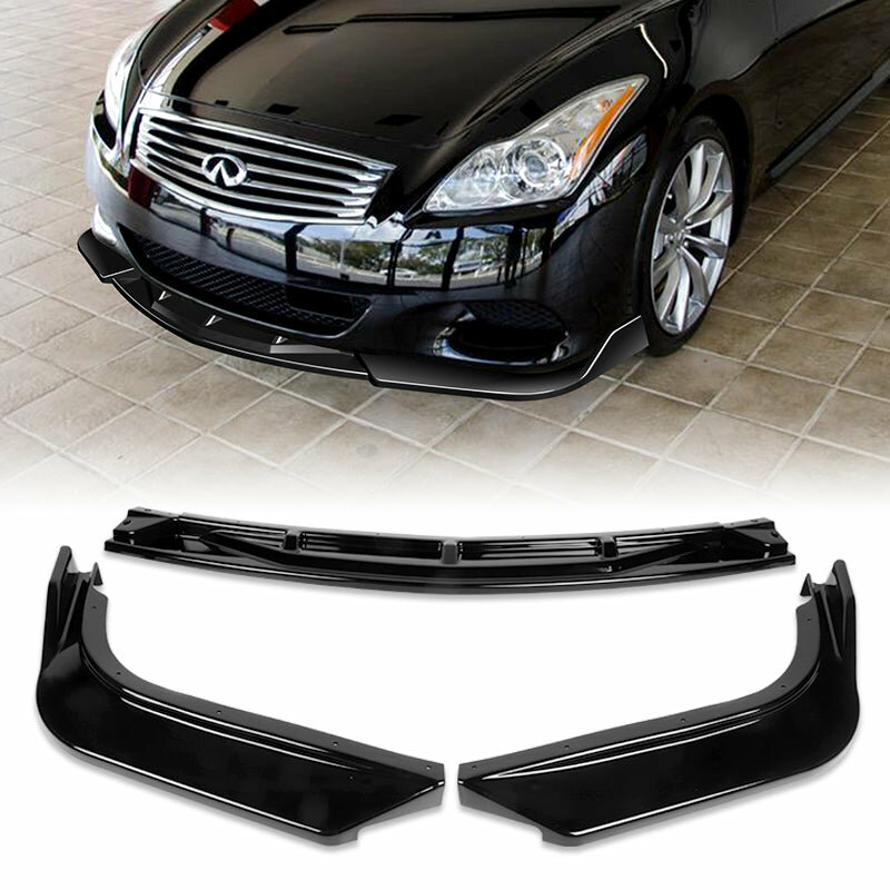 Губа переднего бампера INFINITI G37 Coupe 2009-2013 черный глянец