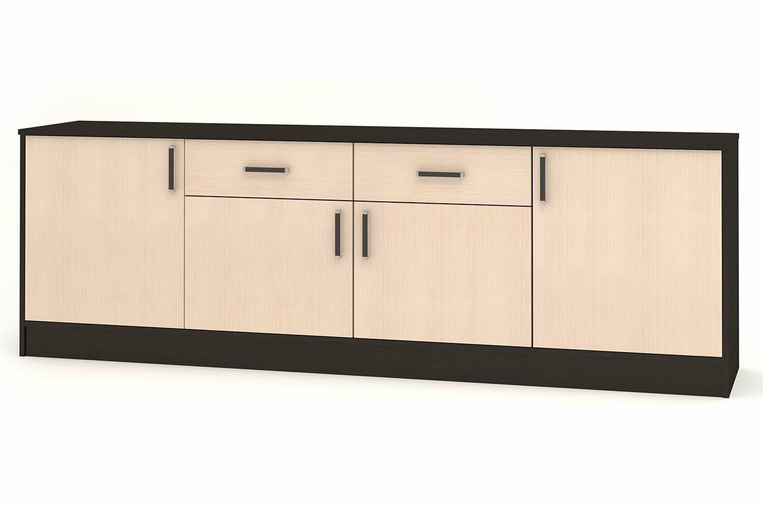 Комод Ричард 2.4 ЛДСП 210х42х70 венге цаво, дуб млечный, 4 дверцы и 2 ящика