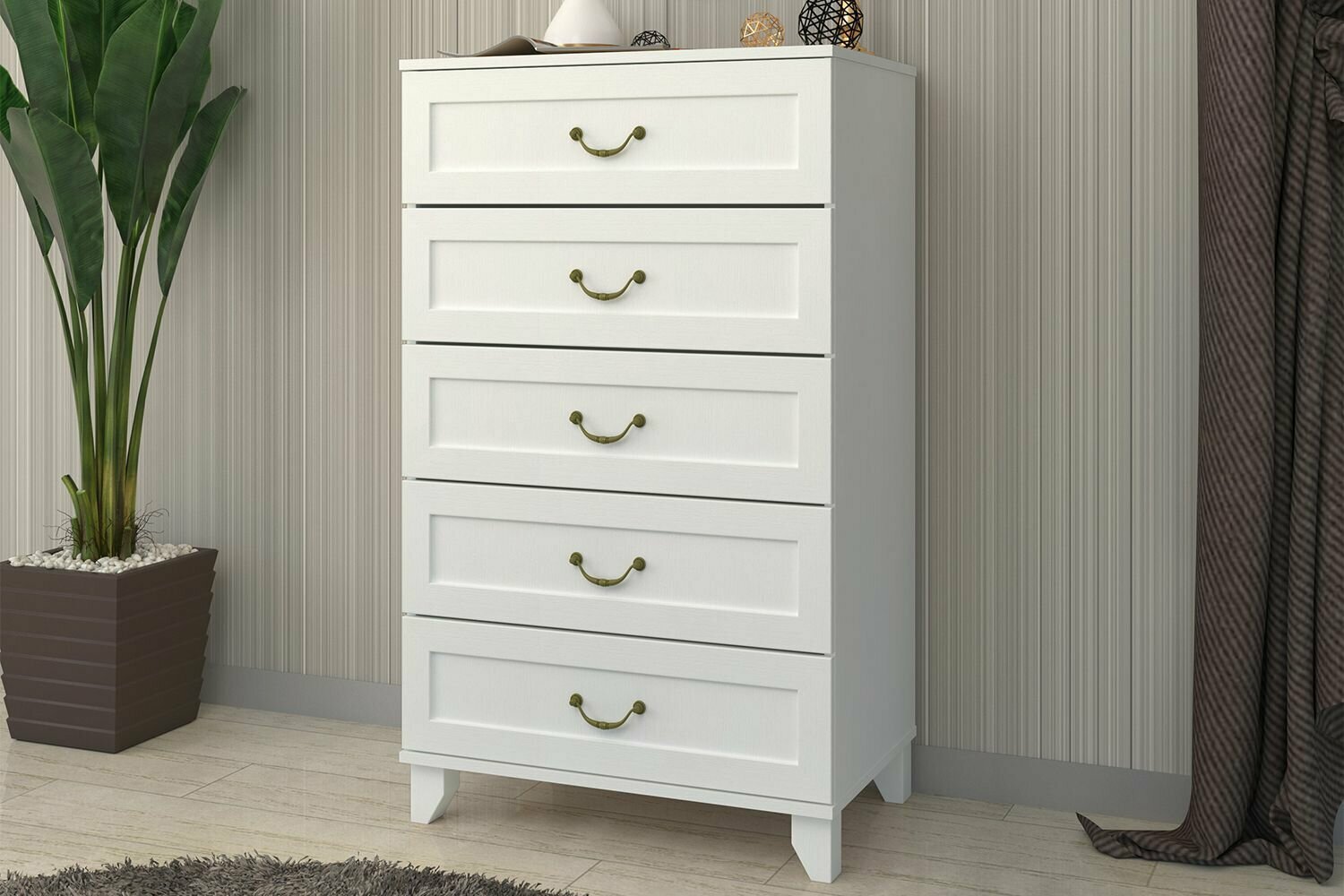 Комод Ренди 12М 70х40х120 белый, рамка квадро МДФ, ножка №3