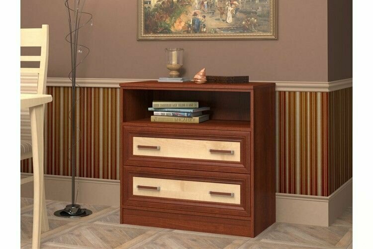 Комод для одежды Ричард 0.2 МДФ 80х42х80 корпус и рамка резная ноче мария луиза, фасад клен танзау, 2 ящика