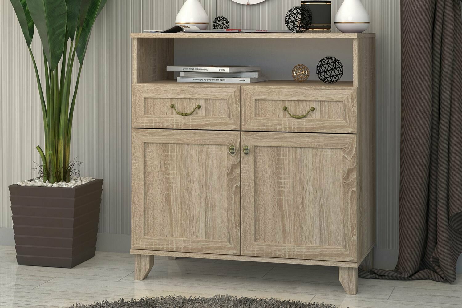 Комод Ренди 31М 80х40х90 дуб сонома, рамка квадро МДФ, ножка №3