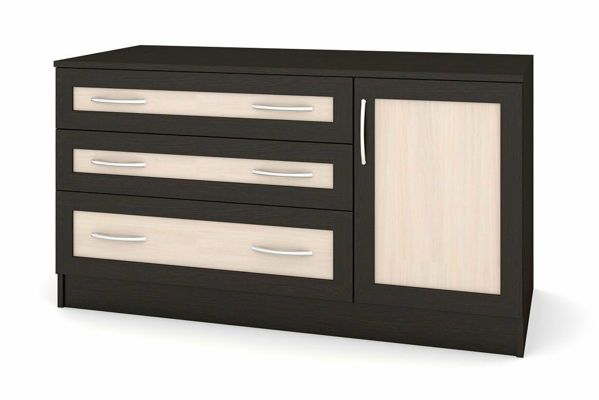 Комод Иван 1:3 120х50х64 венге цаво, дуб млечный, рамка квадро, дверца справа