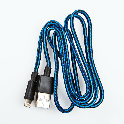 USB кабель для Apple iPhone, iPad, iPod 8 pin в оплетке синий, черный ...