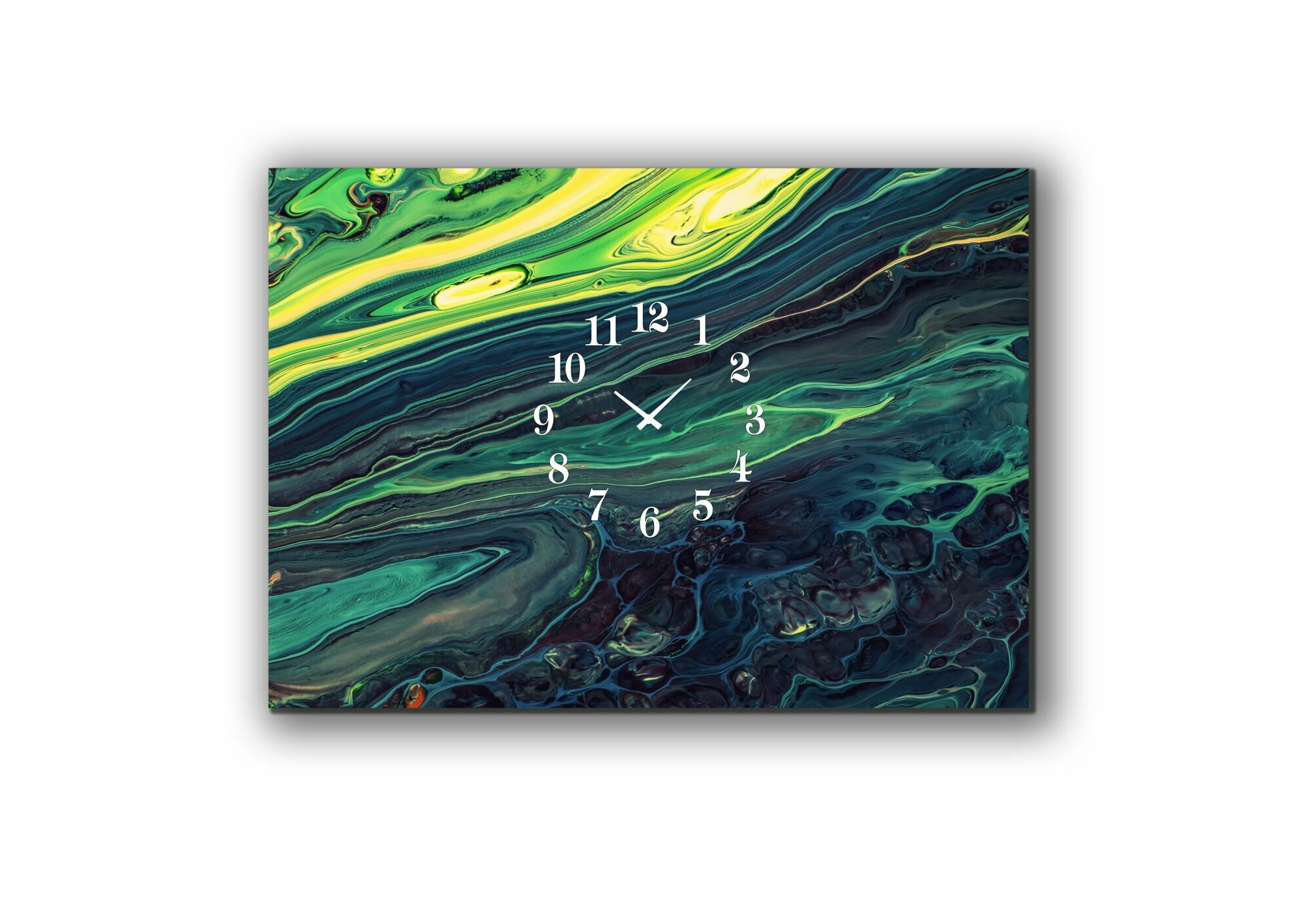 Часы на холсте настенные неоновые разводы 50х70