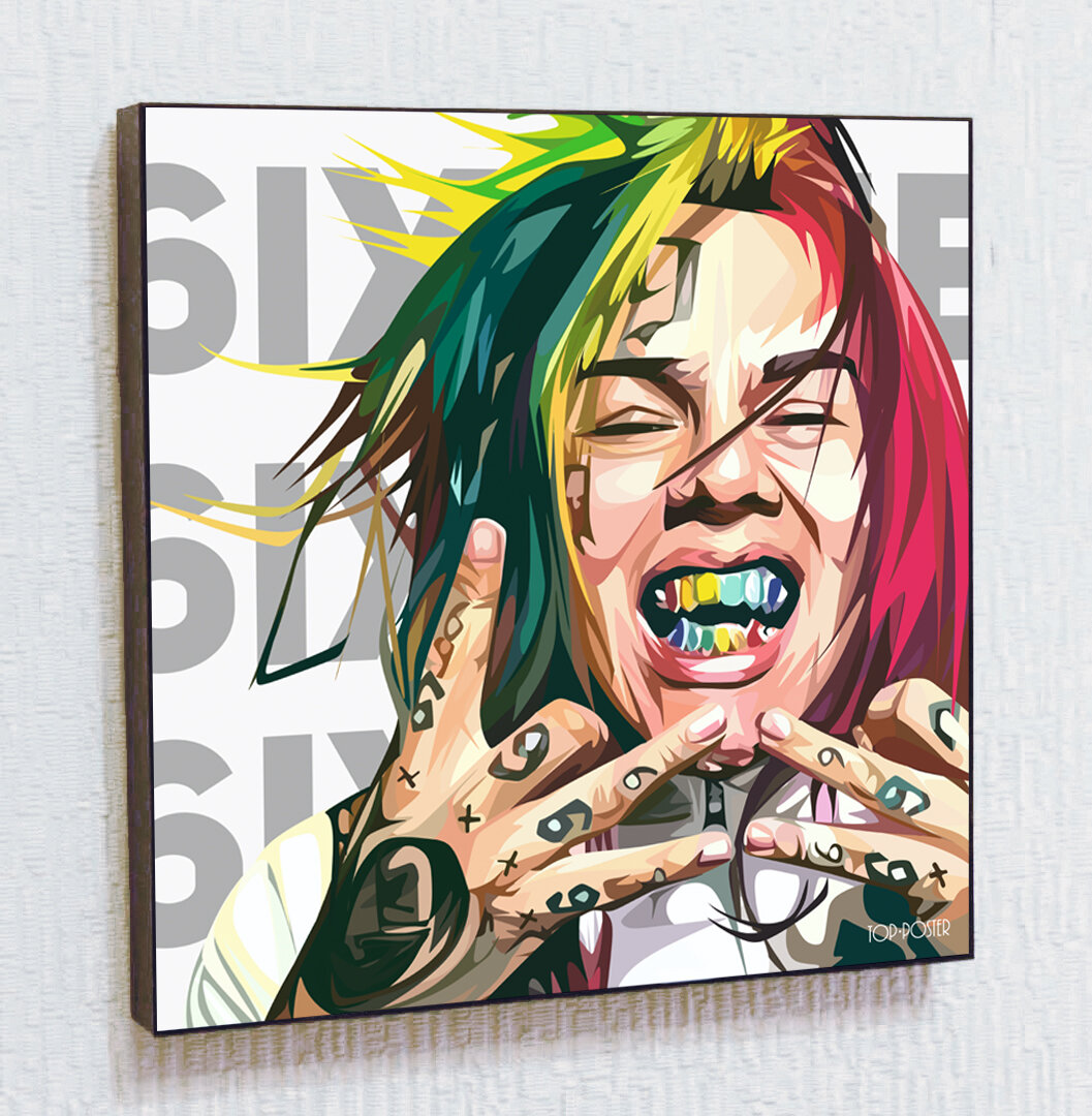 Картина постер Даниэль 6ix9ine Эрнандес в стиле ПОП-АРТ в рамке с креплением / Портрет / Top Poster