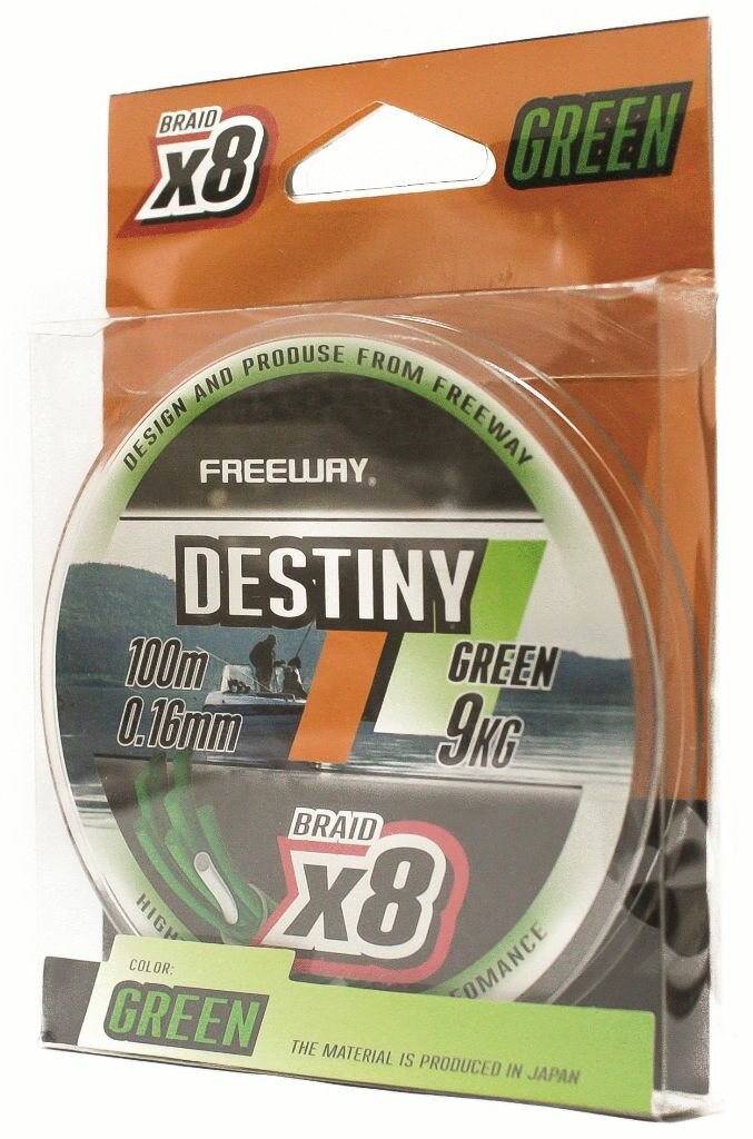 Шнур плетеный FWx8 DESTINY GREEN 0.18 LB24 11kg
