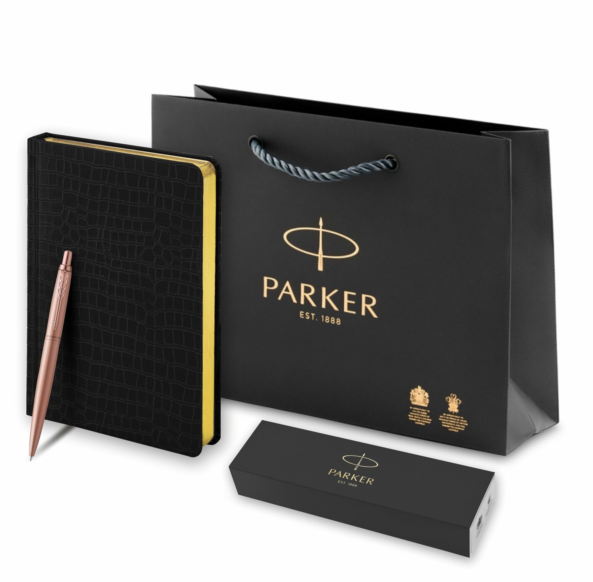 Подарочный набор: Parker Jotter XL SE20 Monochrome в подарочной упаковке, цвет: Pink Gold, стержень Mblue и Ежедневник недатированный черный 2122755