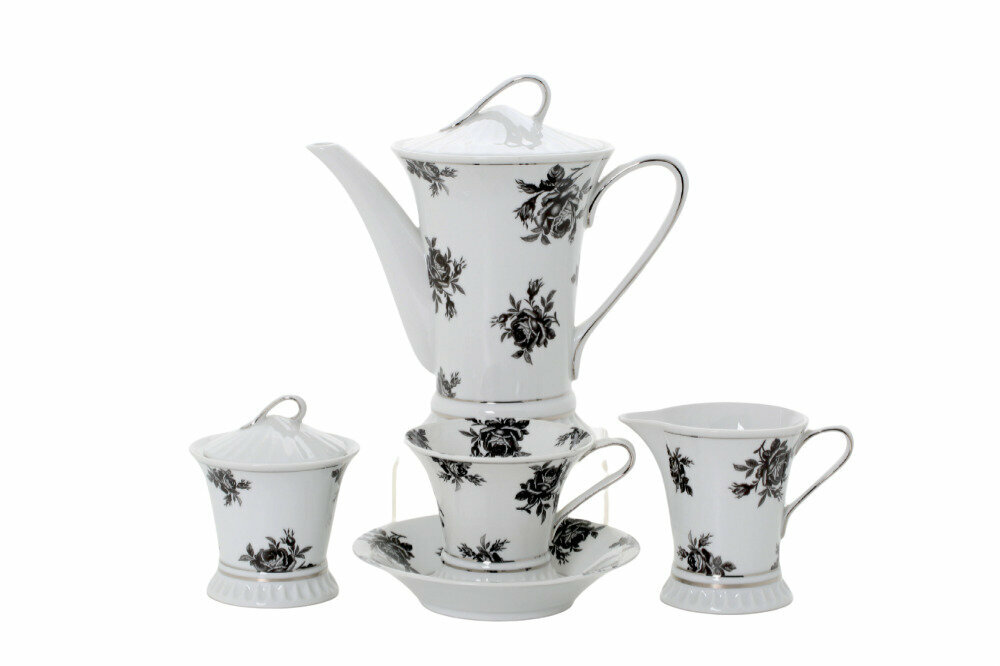 Чайный сервиз на 6 персон Leander Светлана "Черная роза" 15 предметов