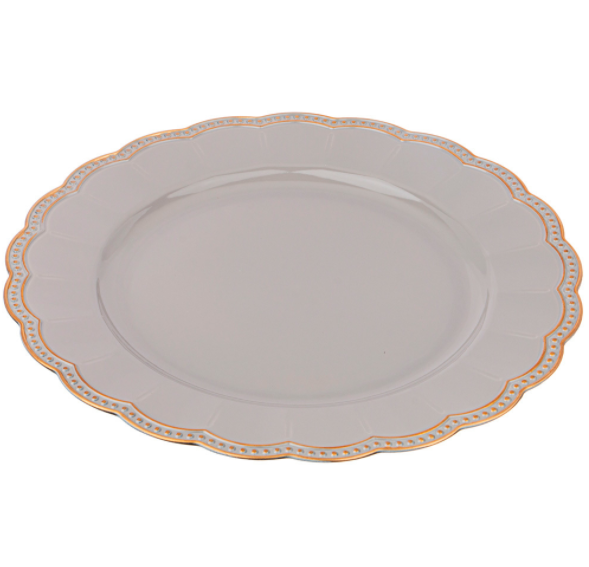 Поднос Lefard Старинный прованс круглый пластик серый 33х33см