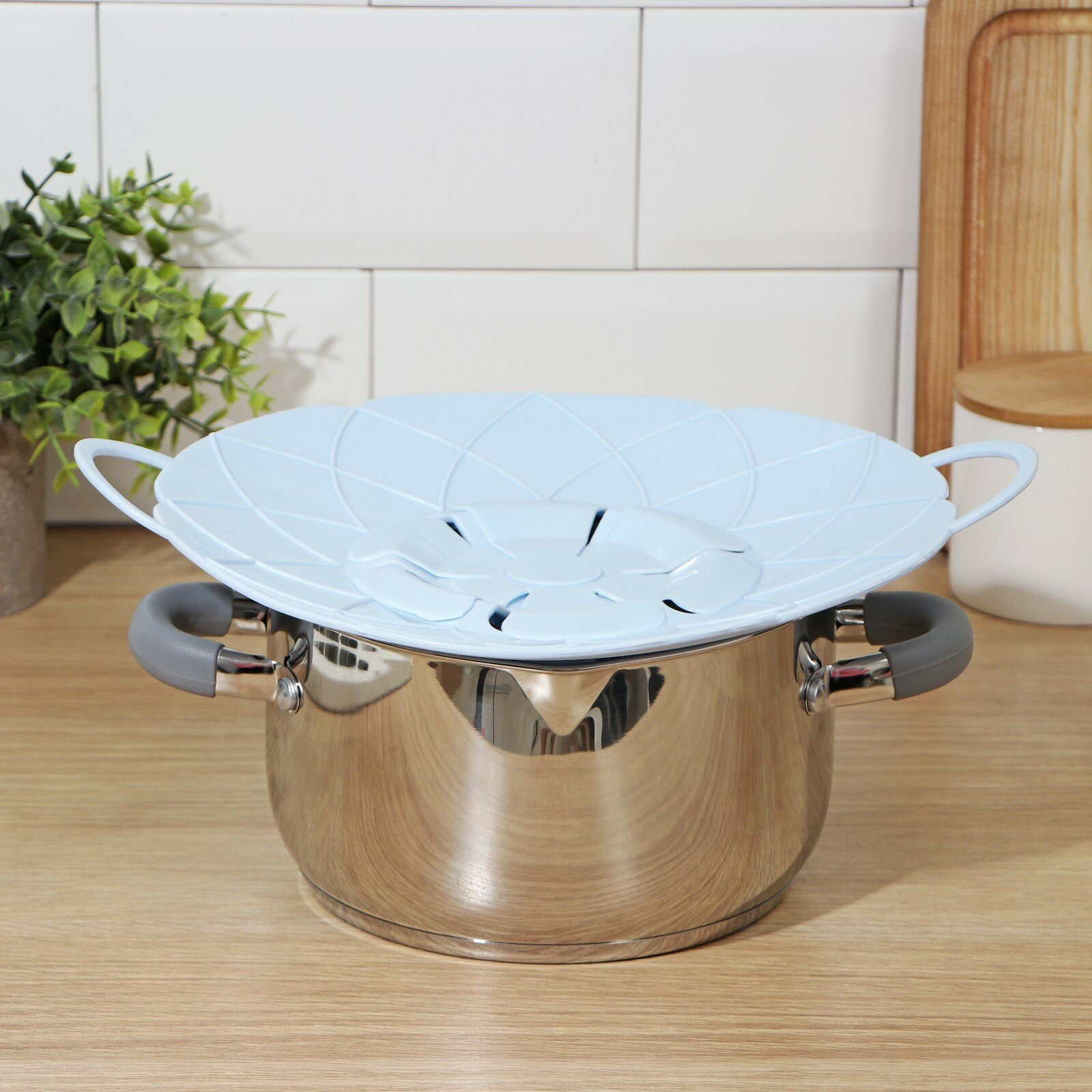 Силиконовая крышка-невыкипайка Доляна «Актеон», d=26 см, цвет голубой, 1045256