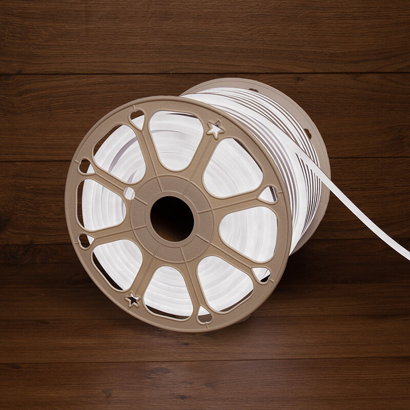 Лампы светодиодные Neon-Night Гибкий неон 8х16мм односторонний 120 LED/м белый 230В бухта 100м (с комплектом подключения) NEON-NIGHT, 100