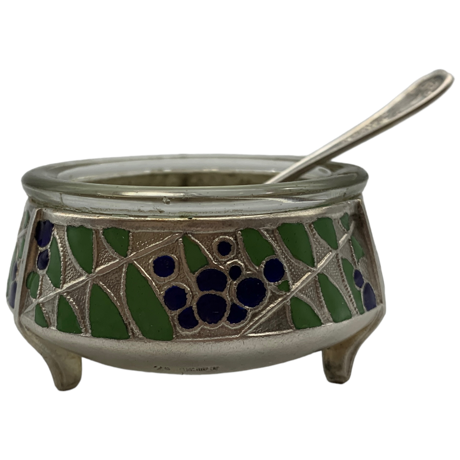 Солонка "Ягодка" с ложечкой, МНЦ, эмаль, ЮМ5МЕТ, 1965 г, СССР