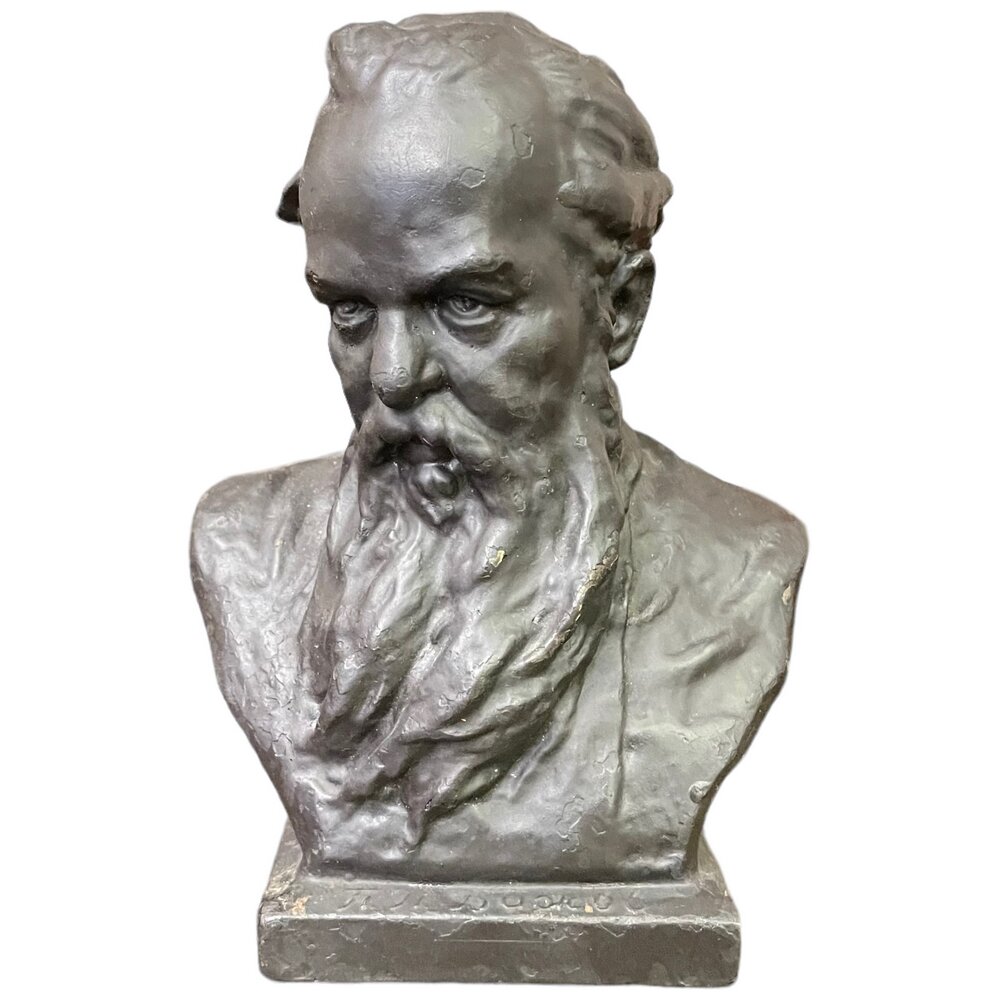 Чугунный бюст "П. П. Бажов" 1959 г. (К дню 80 летия) Скульптор Г. В. Петрова, счлз, СССР (2)