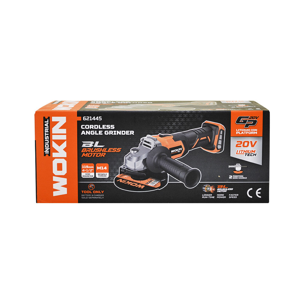 Угловая шлифмашина WOKIN, 20 В, 115 мм, 8500 об/мин (УШМ без аккум. и з/у) (621445)
