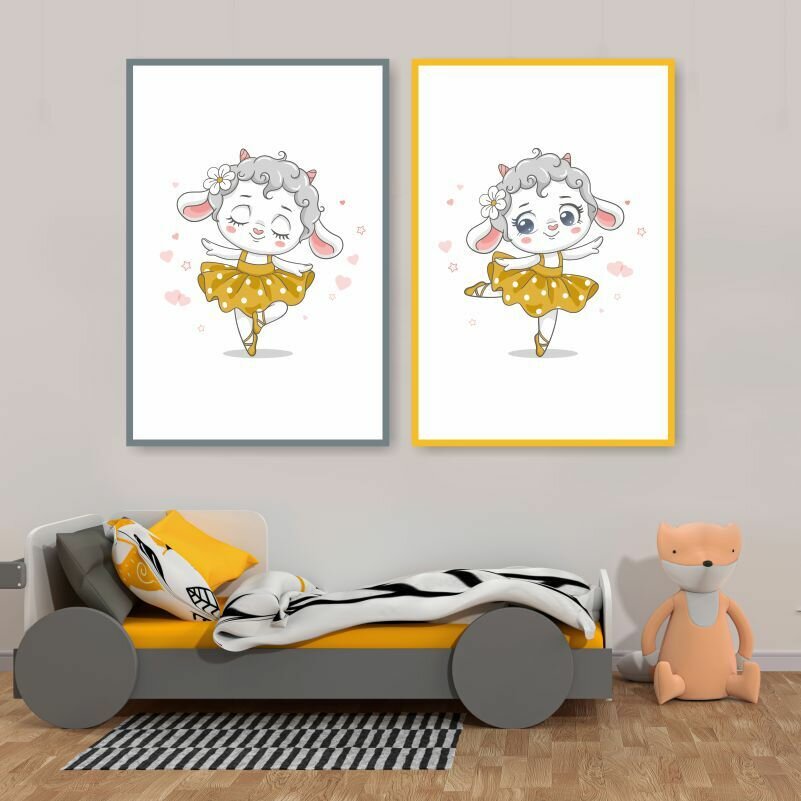 Набор постеров для интерьера Танцующий Барашекв детскую вертикальный 40х50 см в тубусе ПолиЦентр, 2 шт