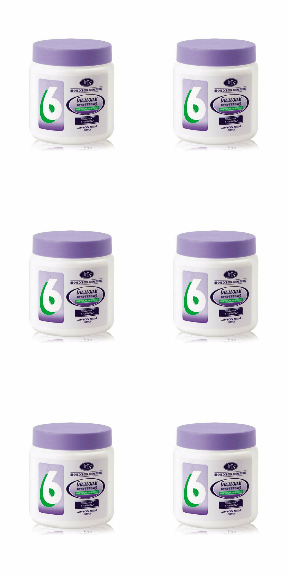 Iris бальзам №6 Комплексный уход с экстрактом Крапивы для всех типов волос, 500 мл, 6 шт