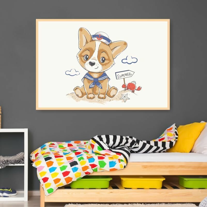 Постер Собака-Морячок Для Детской Горизонтальный 90х60 см в тубусе ПолиЦентр