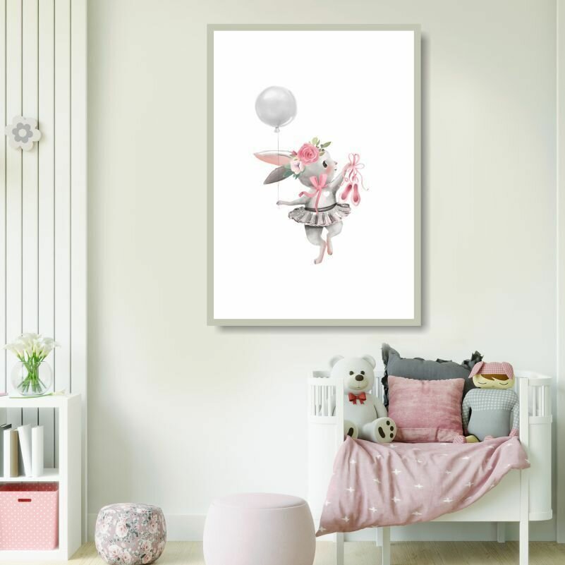 Постер Зайка Балерина Для Детской Вертикальный 30х40 см в тубусе ПолиЦентр