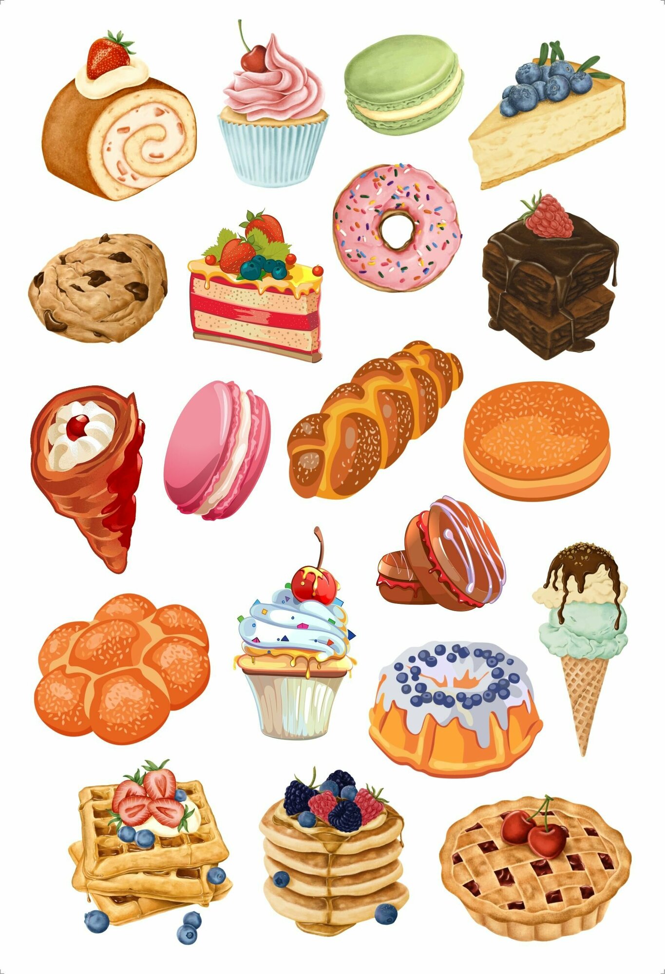 Выпечка "торты пирожные" наклейки стикеры детские