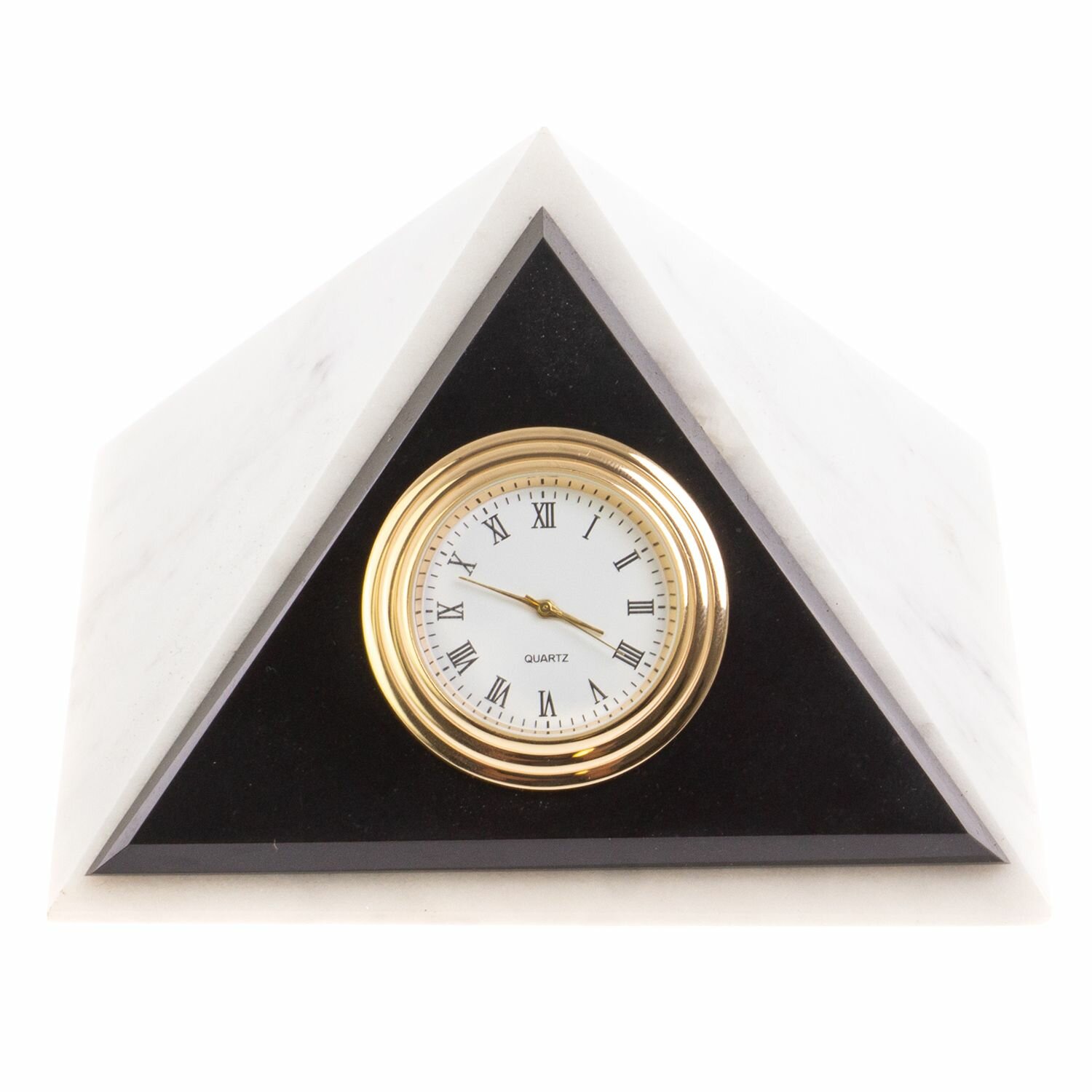 Часы настольные "Пирамида" мрамор долерит 11,5х11,5 см